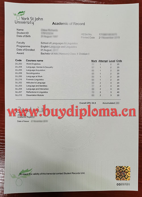 How to Buy Fake York St John University Transcript_Buy Fake Degree ...